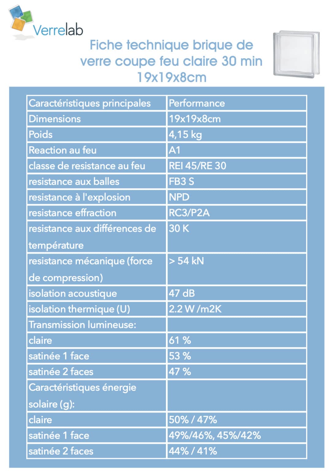 Documentation technique briques de verre - Verrelab