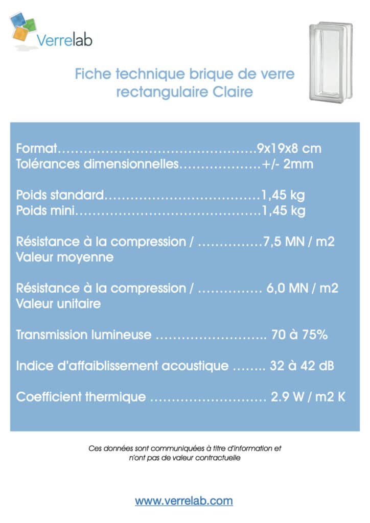 Documentation technique briques de verre - Verrelab