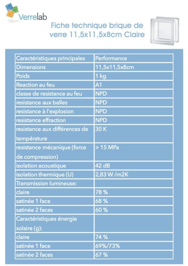 Documentation technique briques de verre - Verrelab