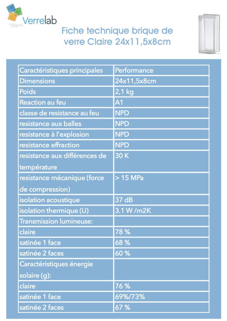 Documentation technique briques de verre - Verrelab